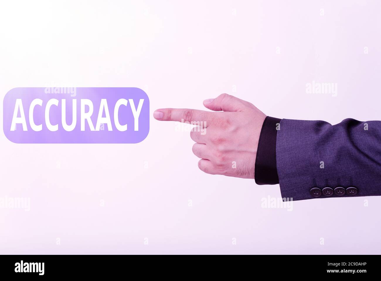 Text sign showing Accuracy. Business photo text degree of conformity of ...