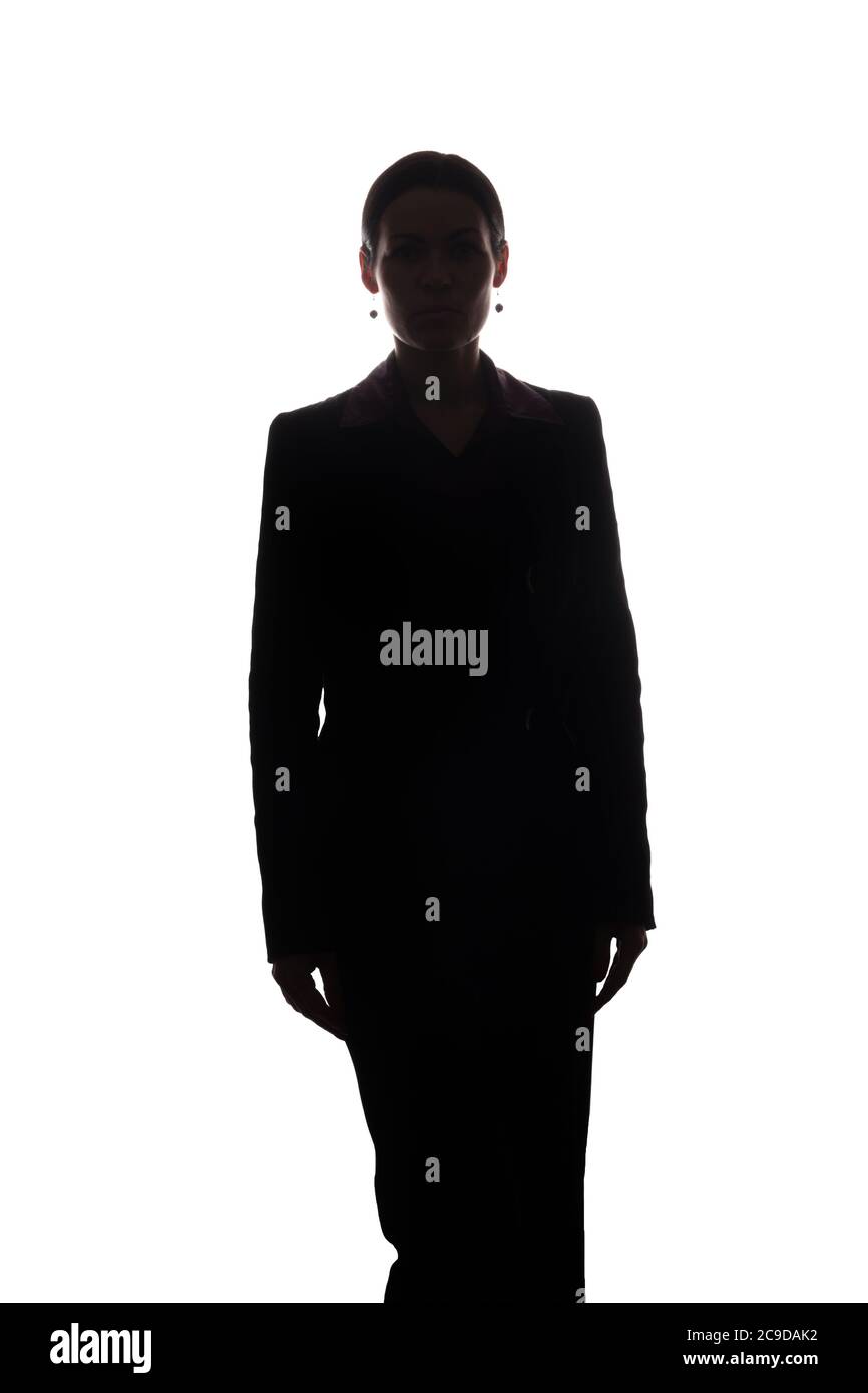 Young woman in suit look ahead - silhouette Stock Photo - Alamy