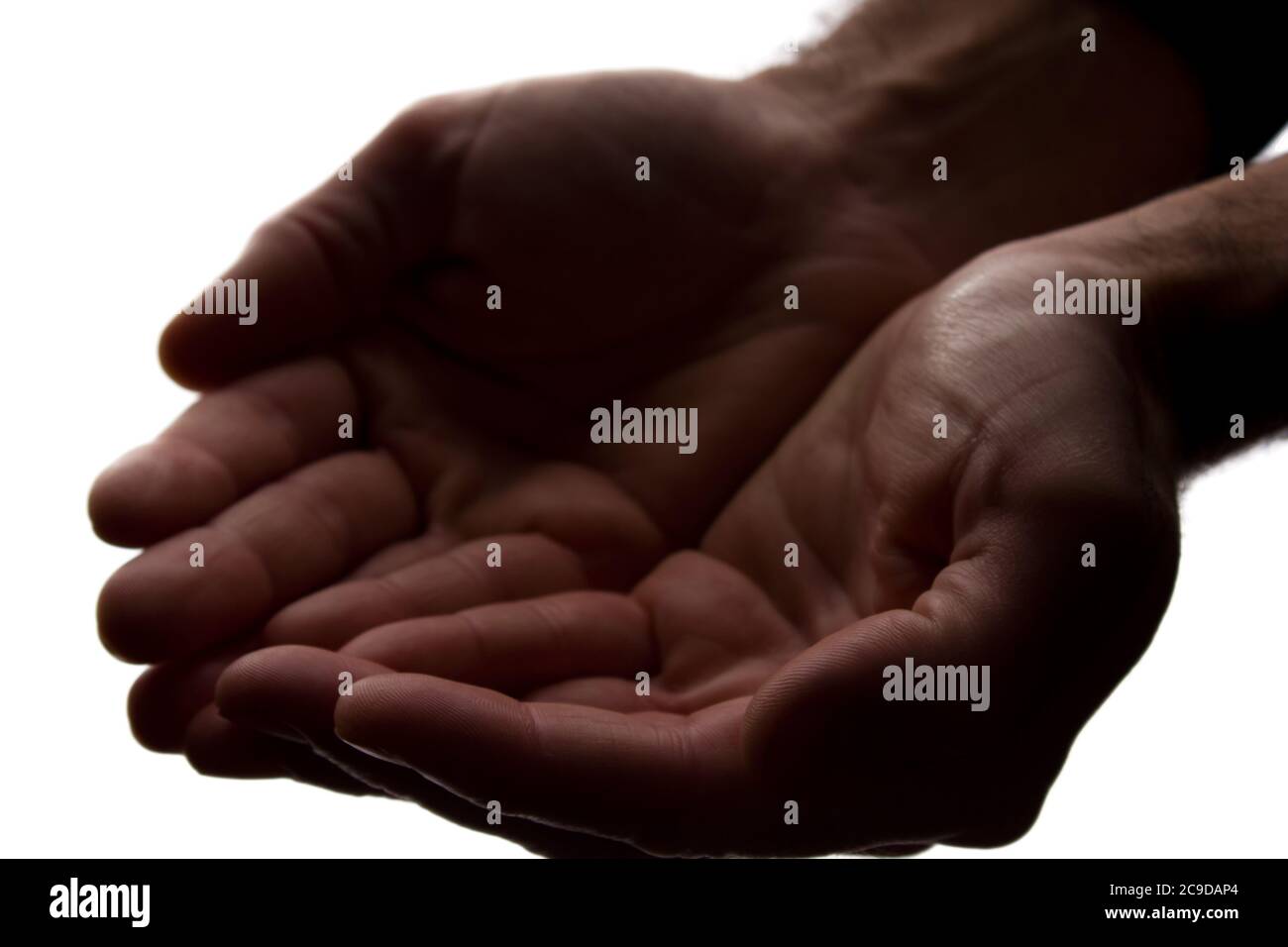 Men hands together, handful - silhouette, isolate Stock Photo - Alamy