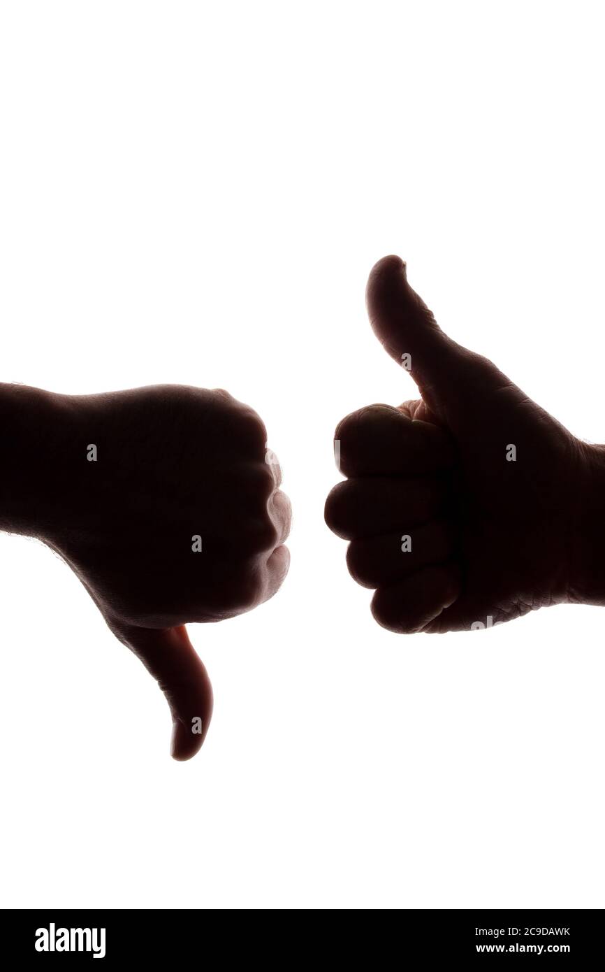 Young and old man show like and dislike - silhouette, concept Stock ...
