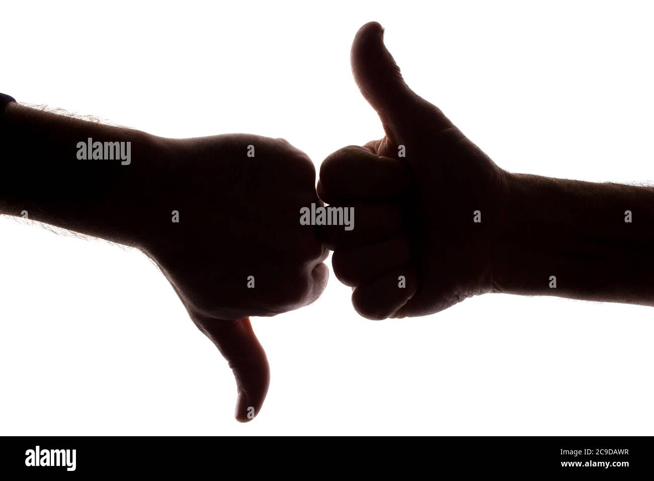 Young and old man show like and dislike - silhouette, concept Stock ...