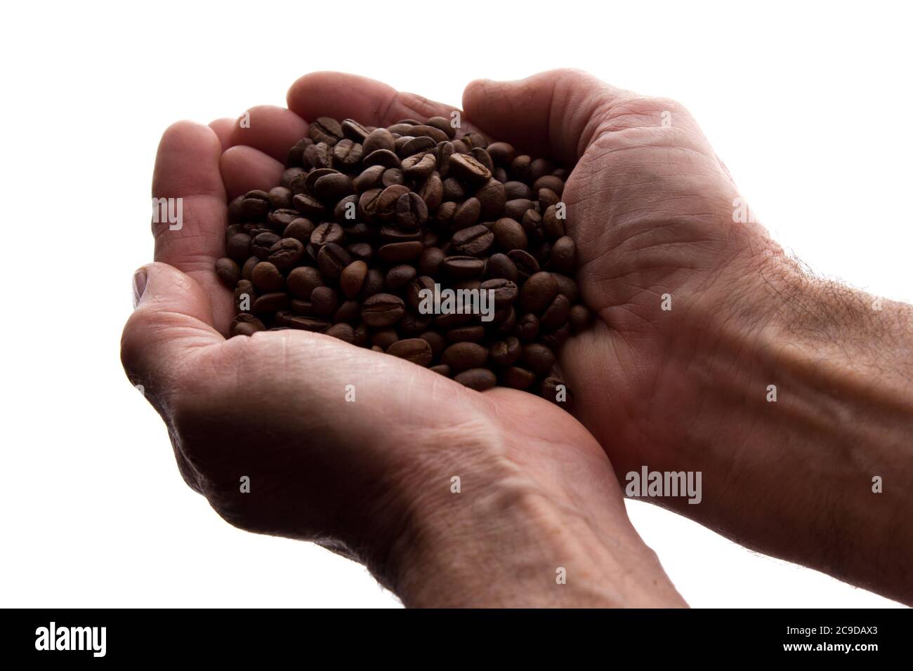 Mans hand full coffee beans hi-res stock photography and images - Alamy
