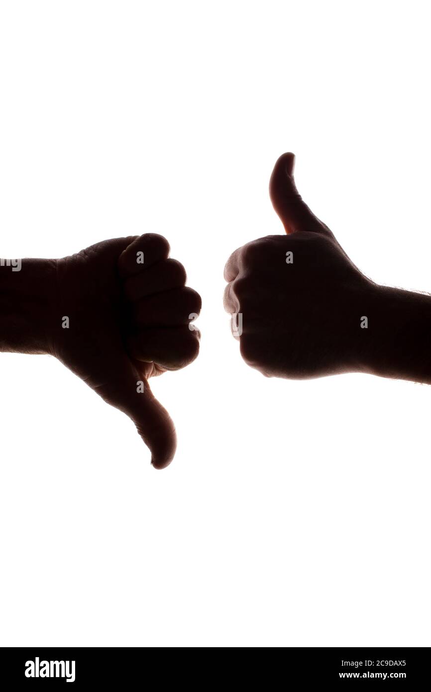 Young and old man show like and dislike - silhouette, concept Stock ...