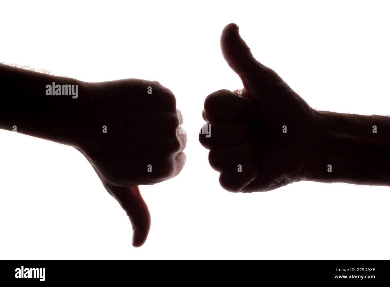 Young and old man show like and dislike - silhouette, concept Stock ...