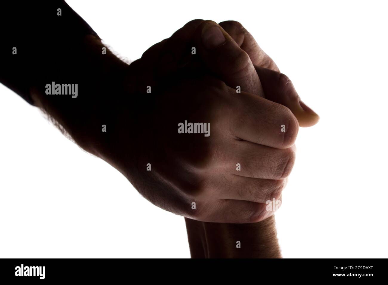 The outstretched hands of young and elderly men, salvation, help ...