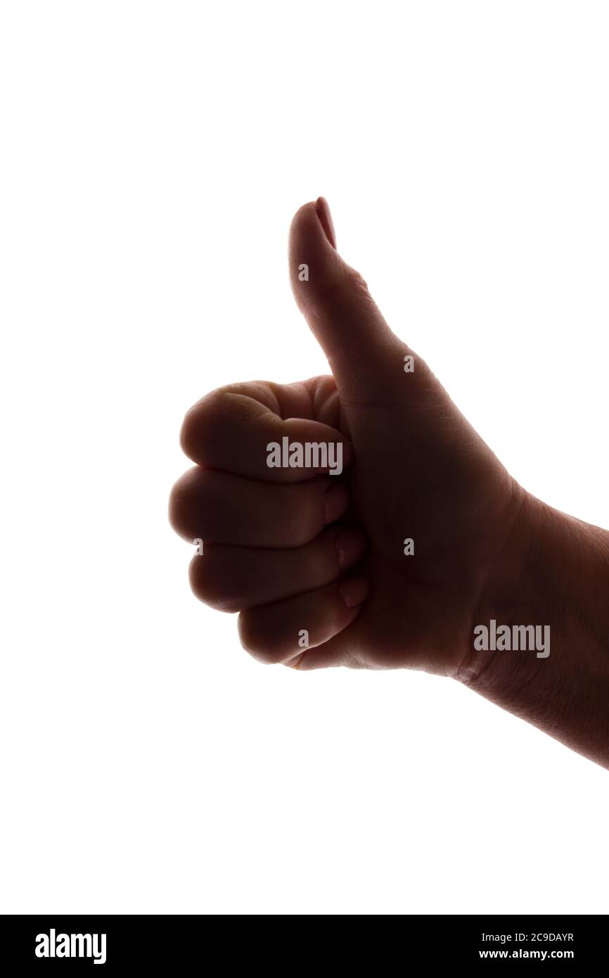 Women hand stretched forward with a OK sign on white background ...