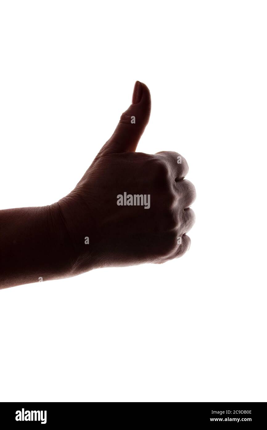 Women hand stretched forward with a OK sign on white background ...