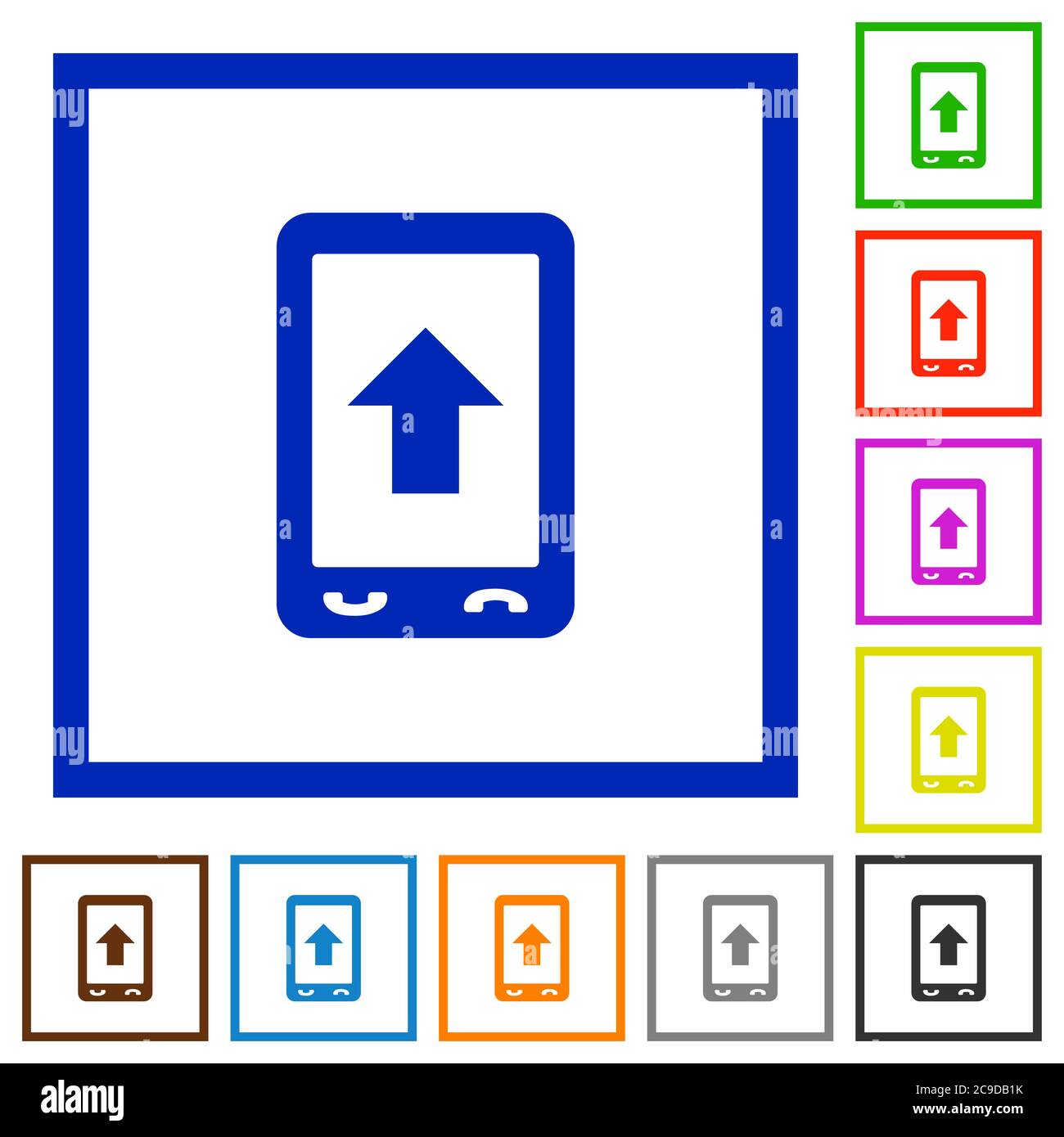 Mobile scroll up outlined flat color icons flat color icons in square ...