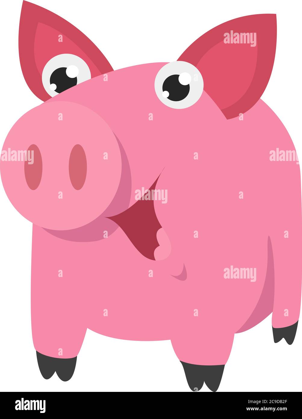Pink pig, illustration, vector on white background Stock Vector Image ...