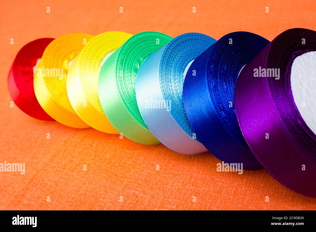 Rolls of satin ribbons multicolored - for hobbies, crafts Stock Photo ...