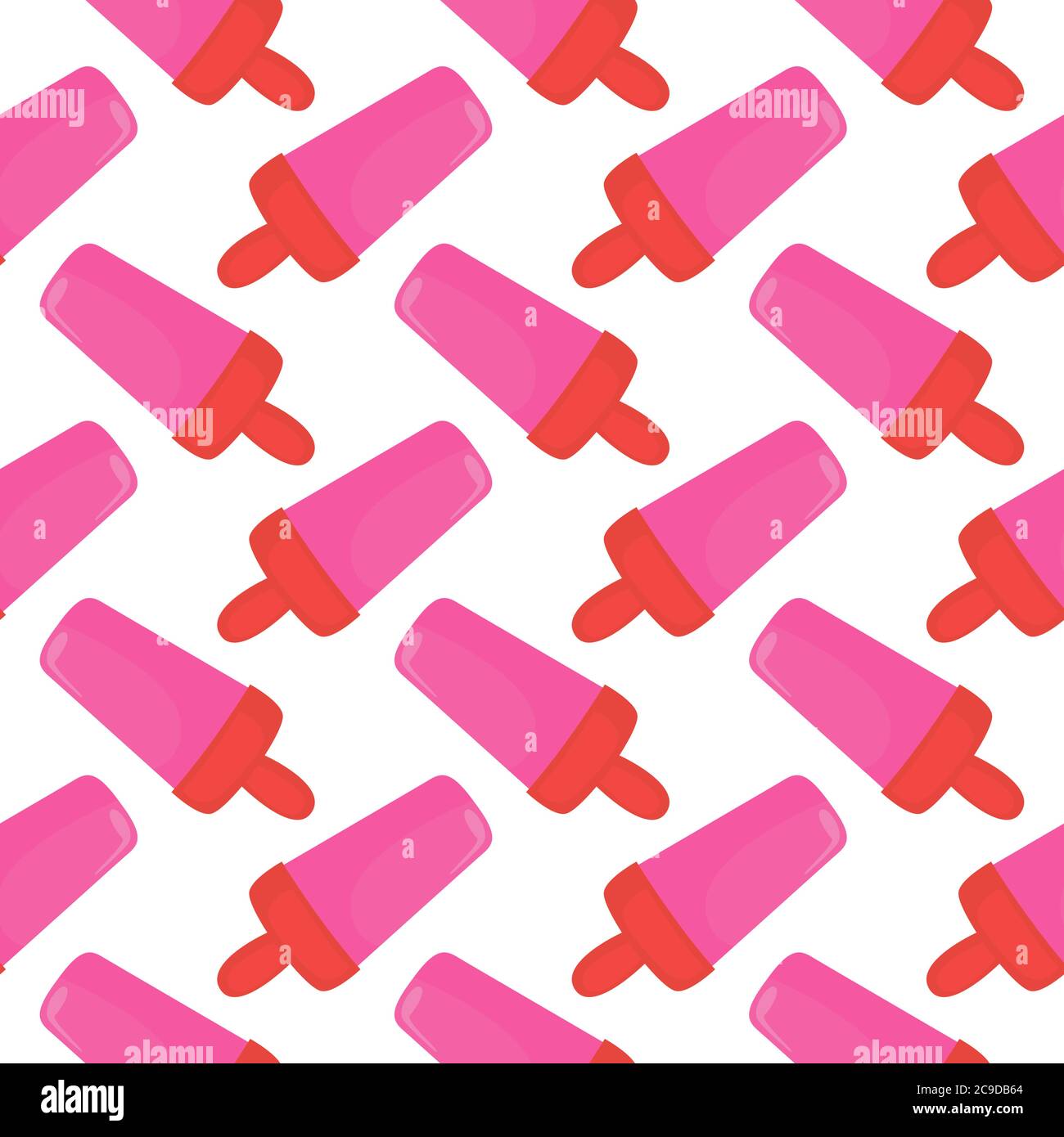 Frozen pink ice cream ,seamless pattern on white background Stock ...