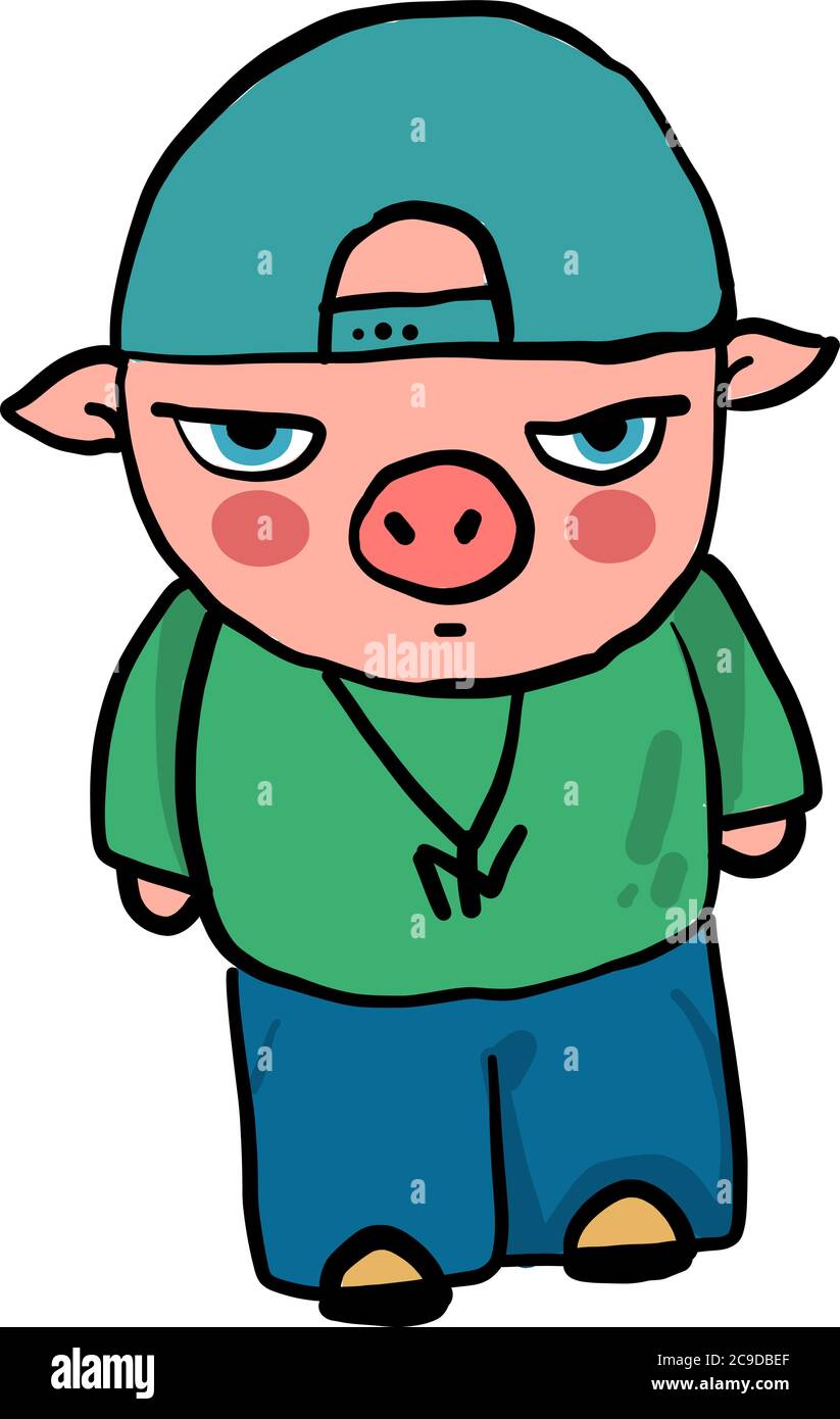 Raper pig, illustration, vector on white background Stock Vector Image ...