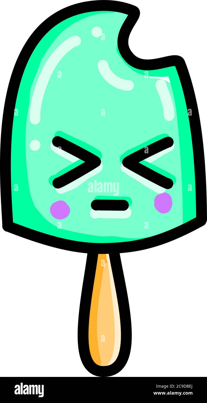 Sad cute ice cream, illustration, vector on white background Stock ...