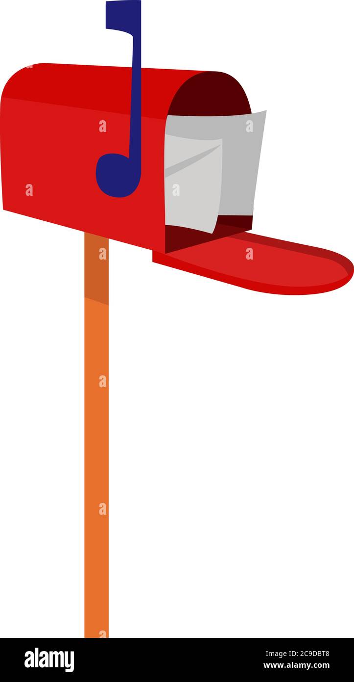 Red mail box, illustration, vector on white background Stock Vector ...