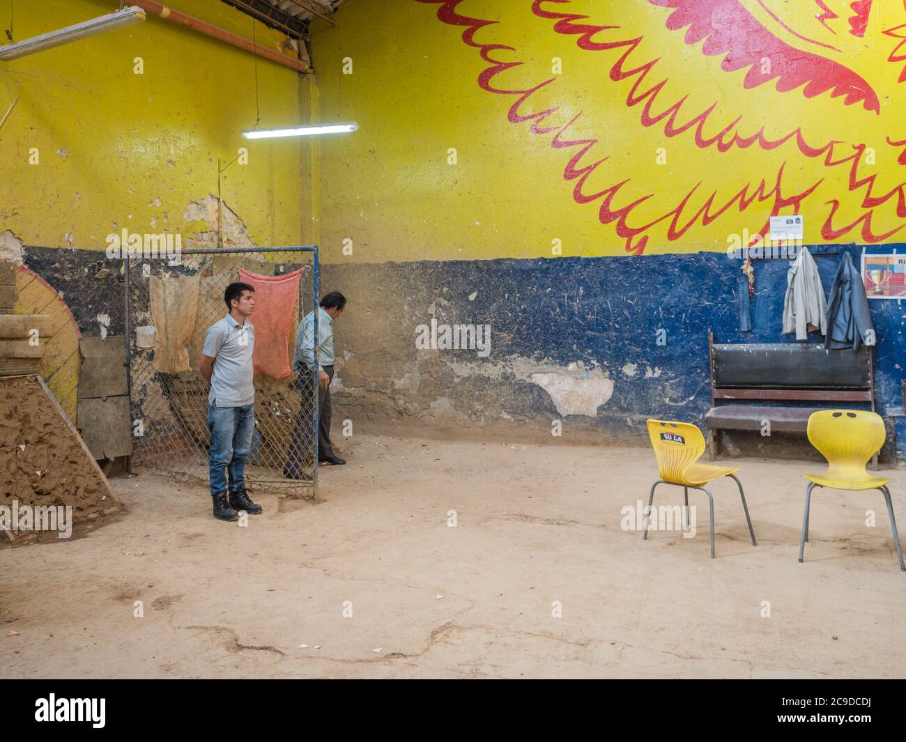 Bogota, Colombia - Septemebr 12, 2019: Colombian men are playing tejo ...