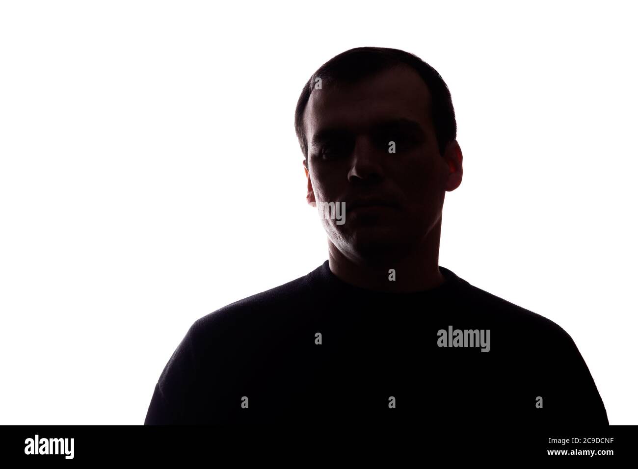 Portrait of a young man, front view - silhouette Stock Photo - Alamy