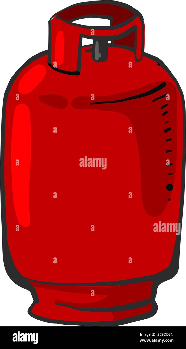 Red gas bottle, illustration, vector on white background Stock Vector ...