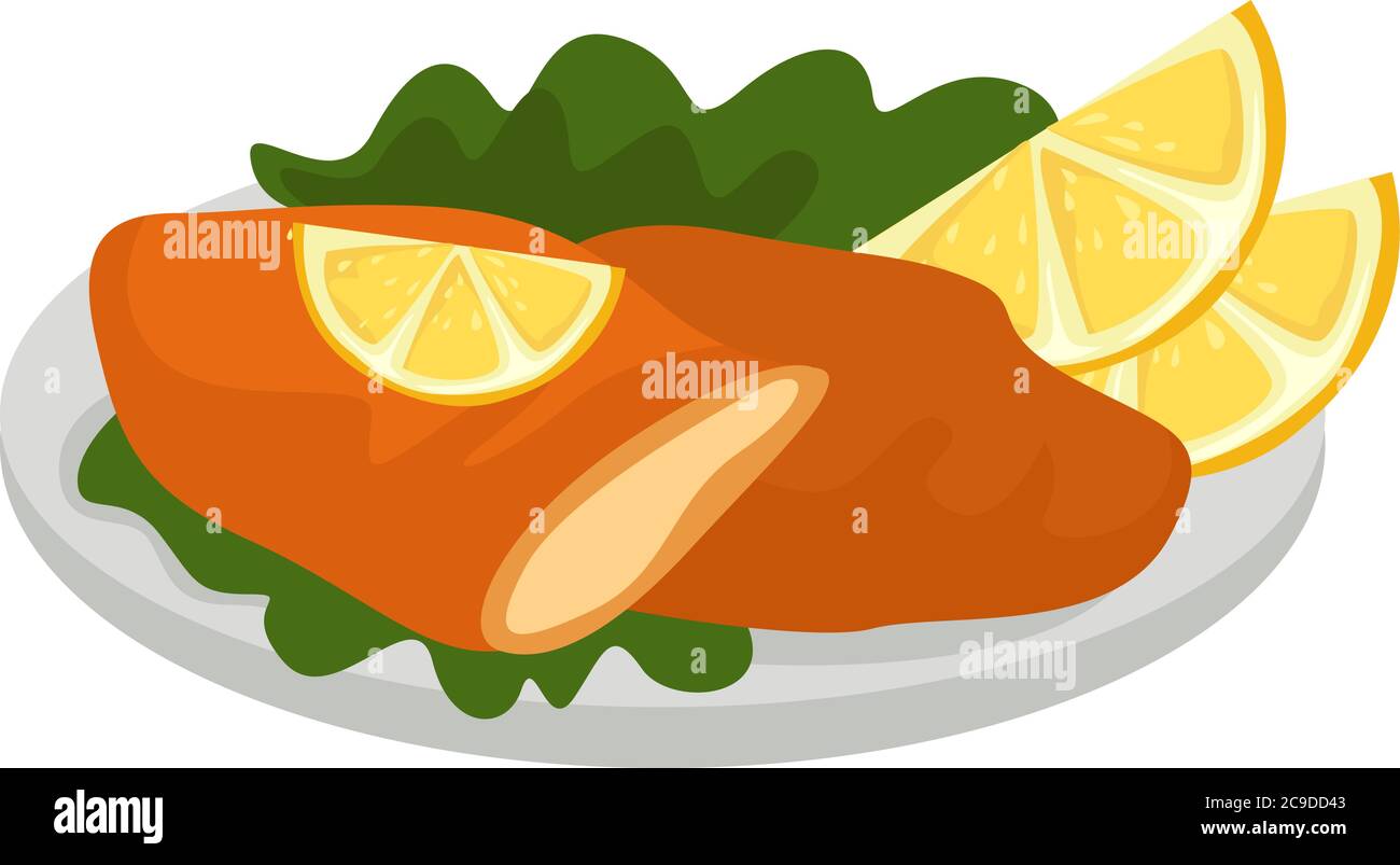 Schnitzel, illustration, vector on white background Stock Vector Image ...