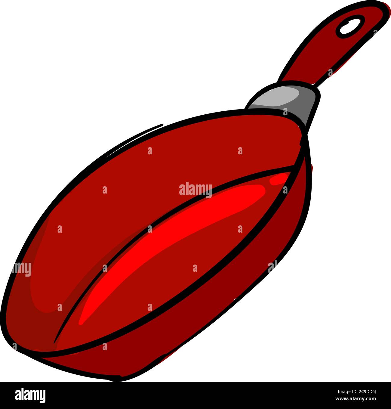 Red pan, illustration, vector on white background Stock Vector Image ...