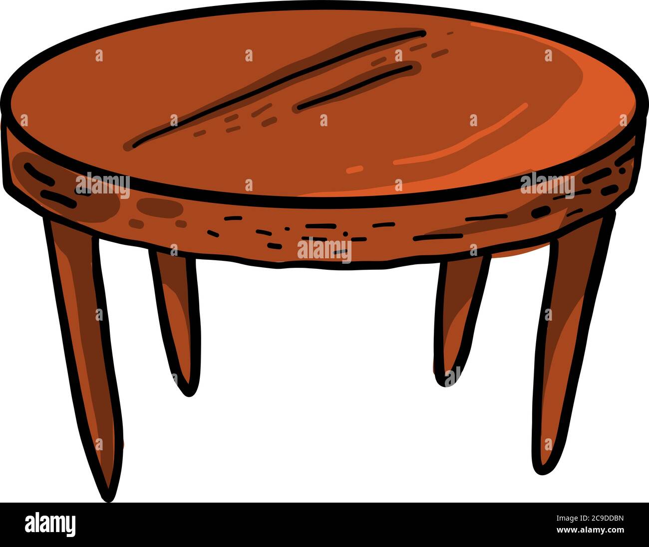 Wooden round table, illustration, vector on white background Stock ...