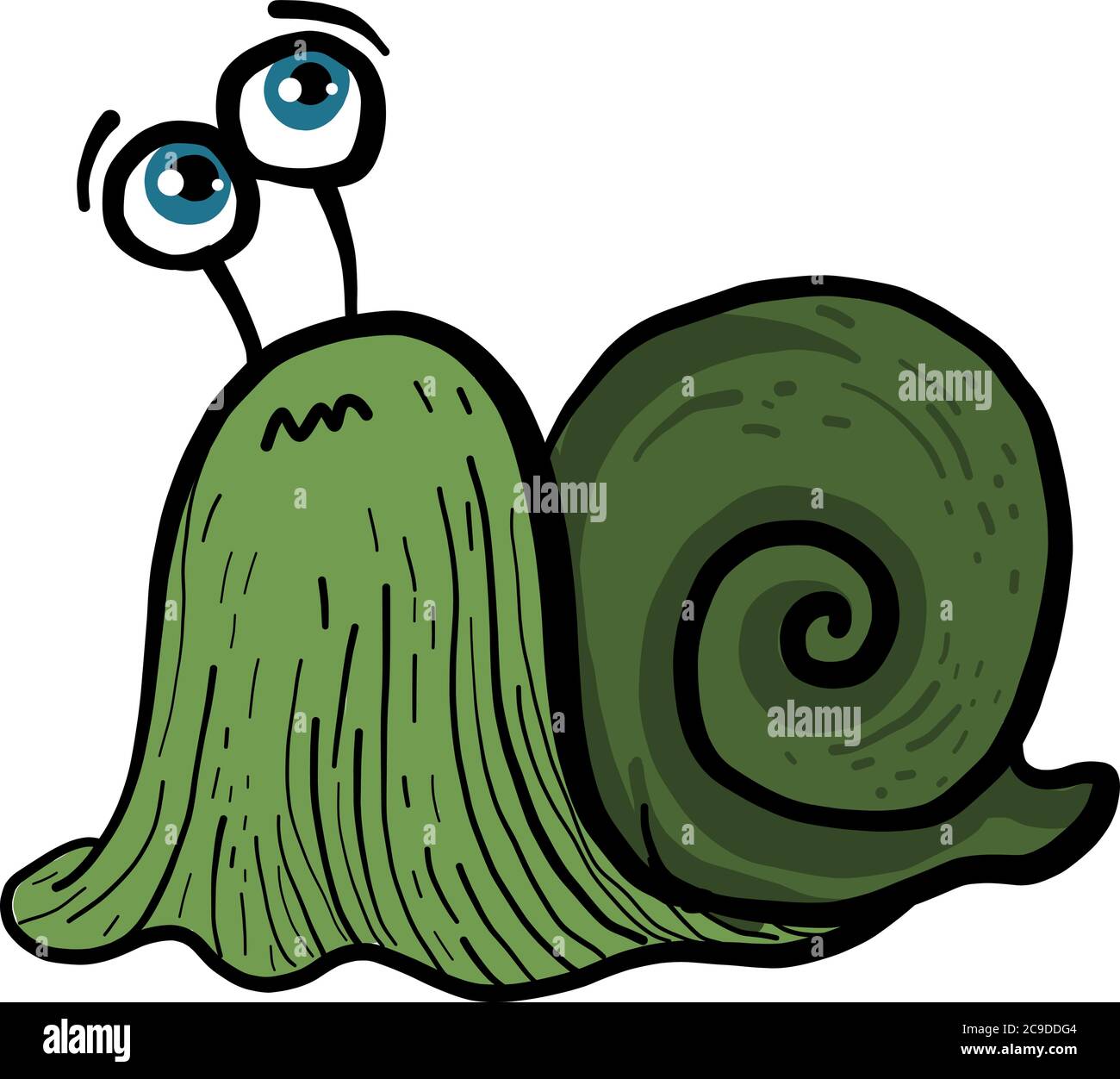 Green snail, illustration, vector on white background Stock Vector ...
