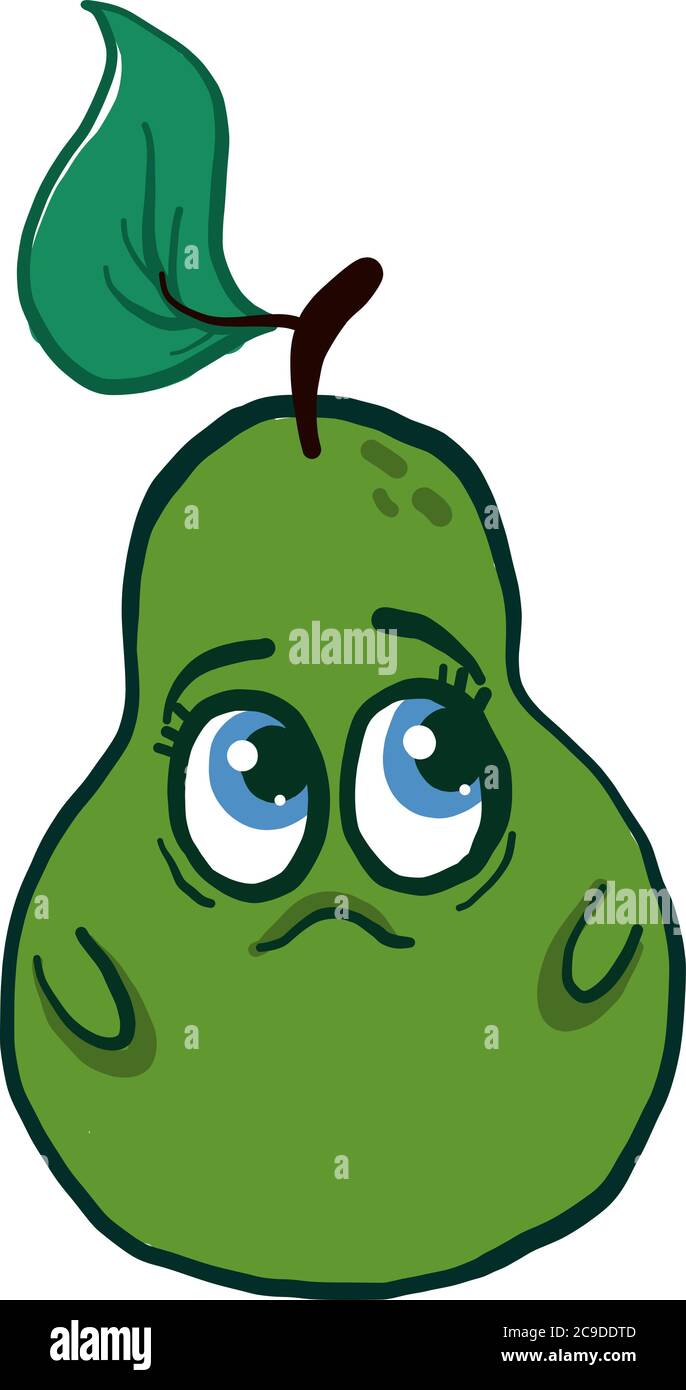 Sad pear, illustration, vector on white background Stock Vector Image ...