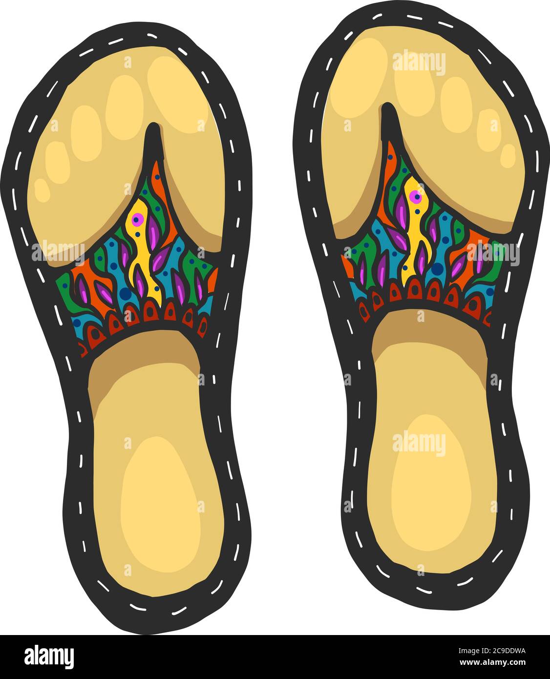 Colorful slippers, illustration, vector on white background Stock ...