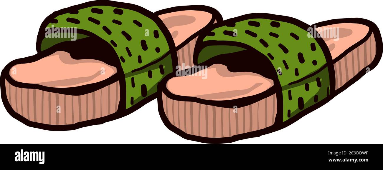 Green slippers, illustration, vector on white background Stock Vector Image & Art - Alamy