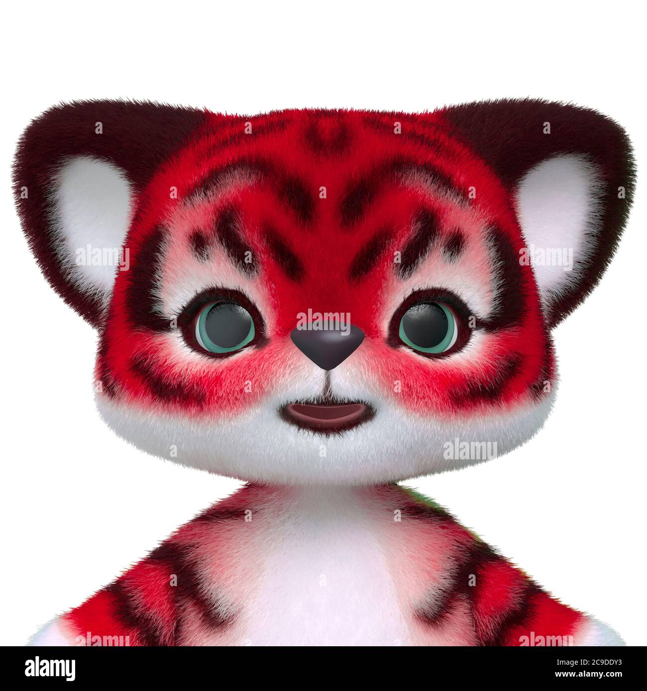 cute tiger cartoon id profile portrait in white background, 3d ...