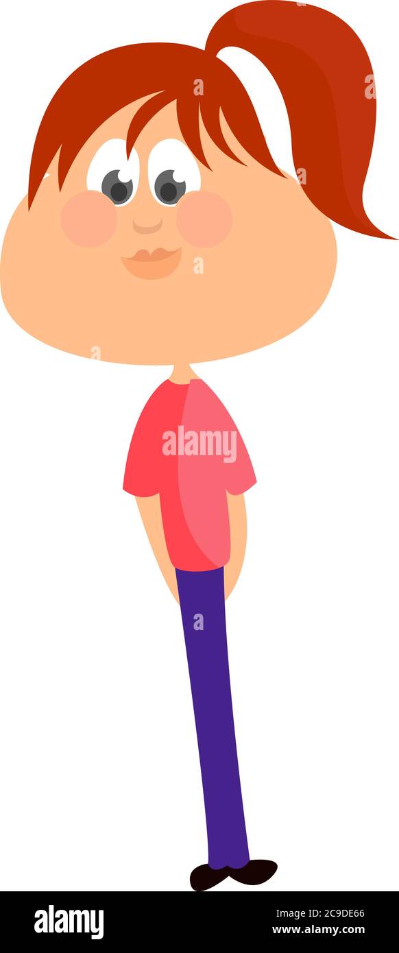 Shy girl, illustration, vector on white background Stock Vector Image ...