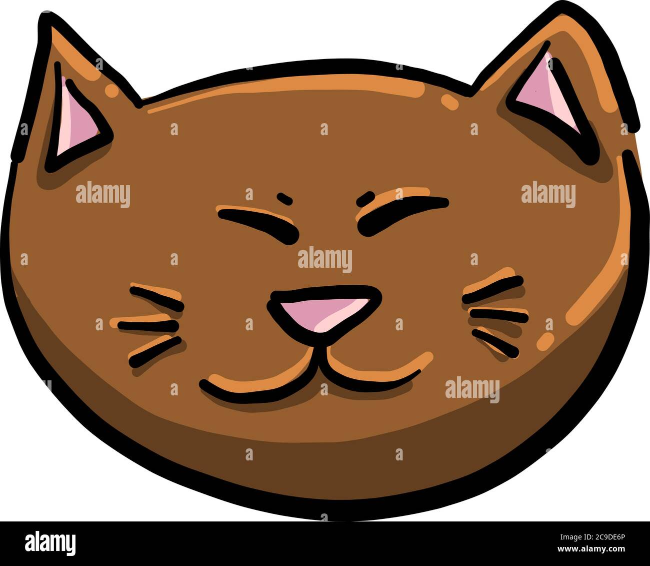 Cute brown cat, illustration, vector on white background Stock Vector ...