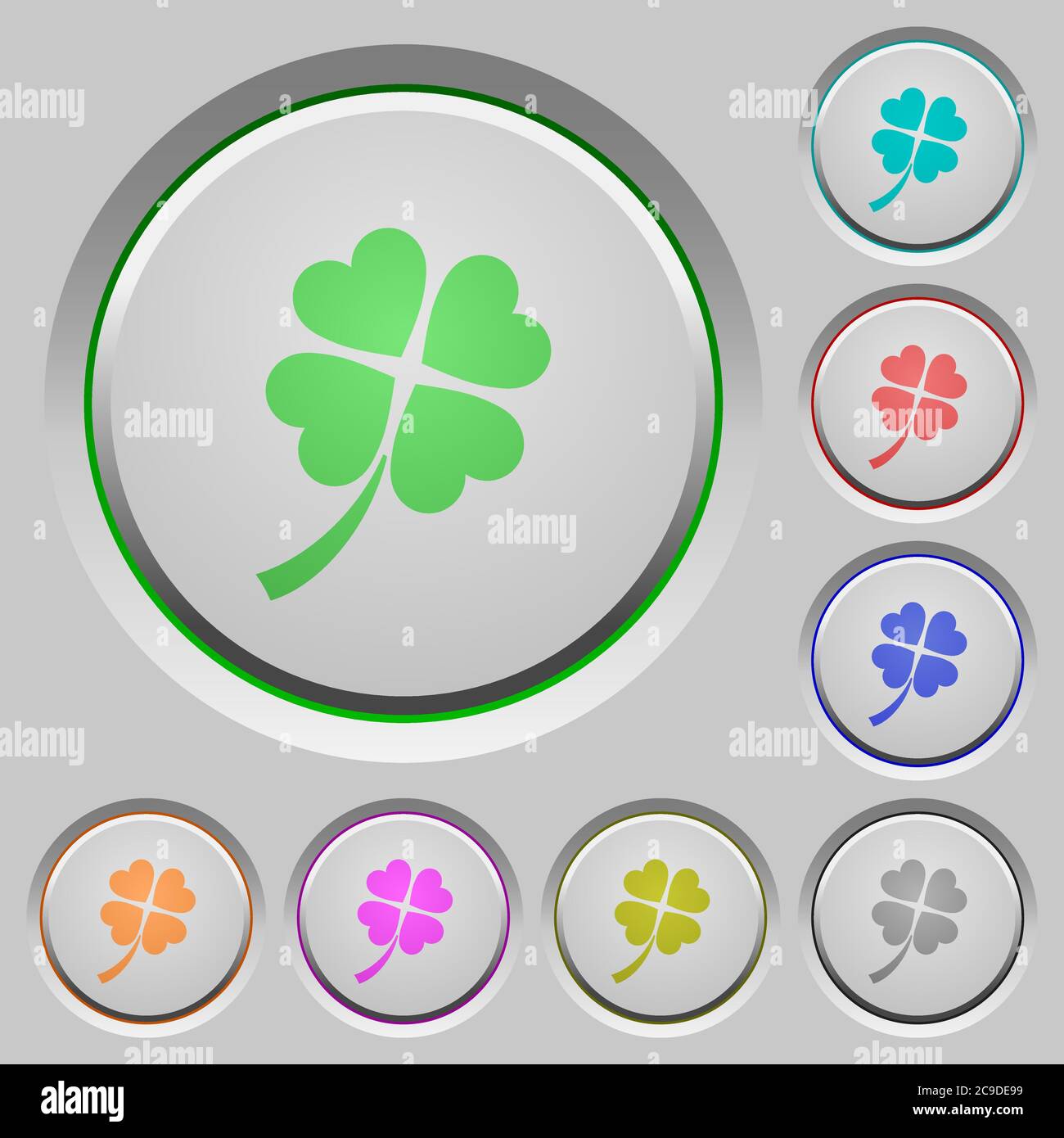 Four leaf clover color icons on sunk push buttons Stock Vector Image ...