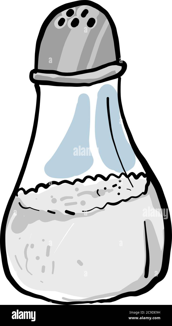Salt in bottle, illustration, vector on white background Stock Vector ...