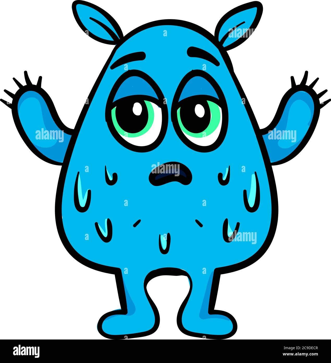 Sad blue monster, illustration, vector on white background Stock Vector ...