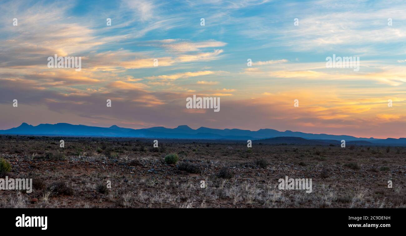 Arid Karoo landscape at sunset Stock Photo - Alamy