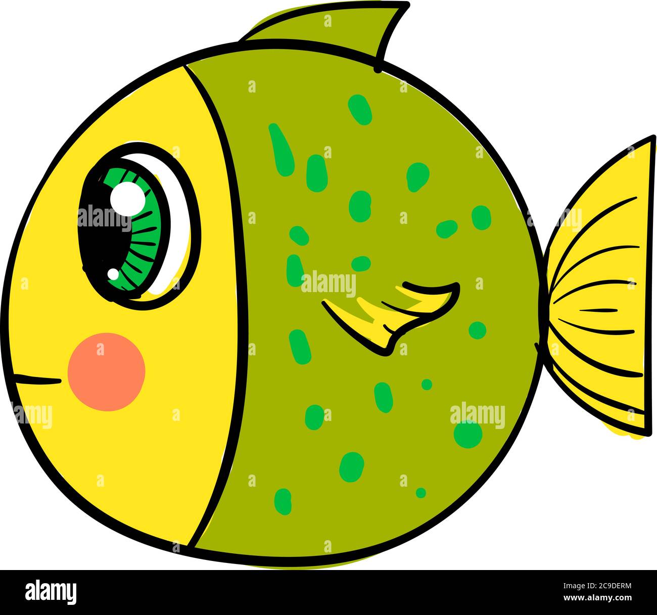 Green fish, illustration, vector on white background Stock Vector Image ...