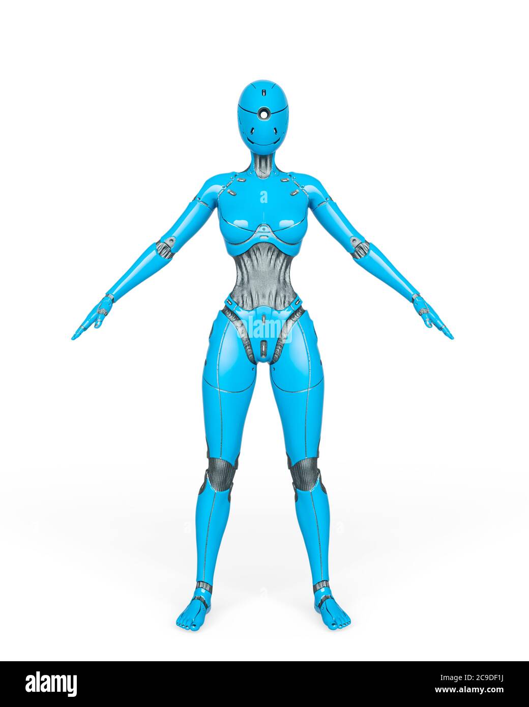 gynoid is the super fembot in white background, 3d illustration Stock ...