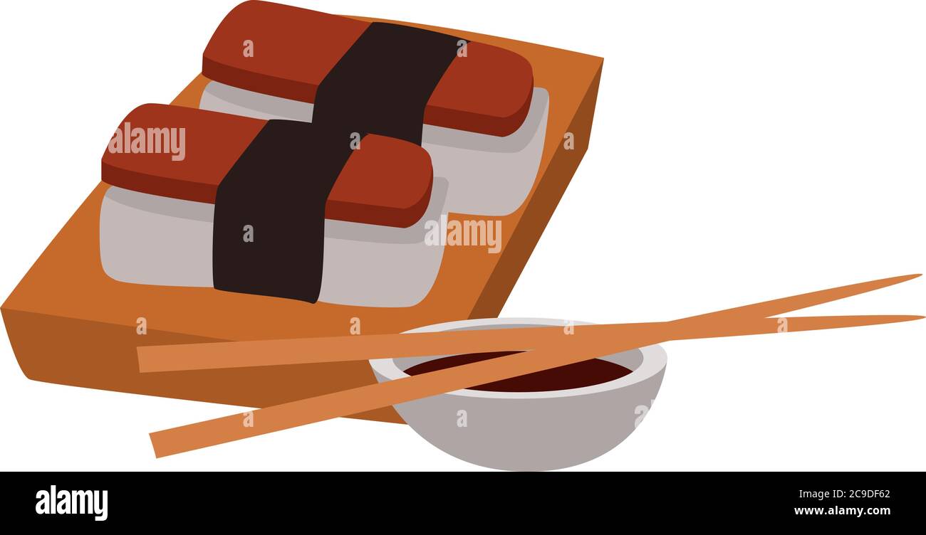 Delicious musubi, illustration, vector on white background Stock Vector ...