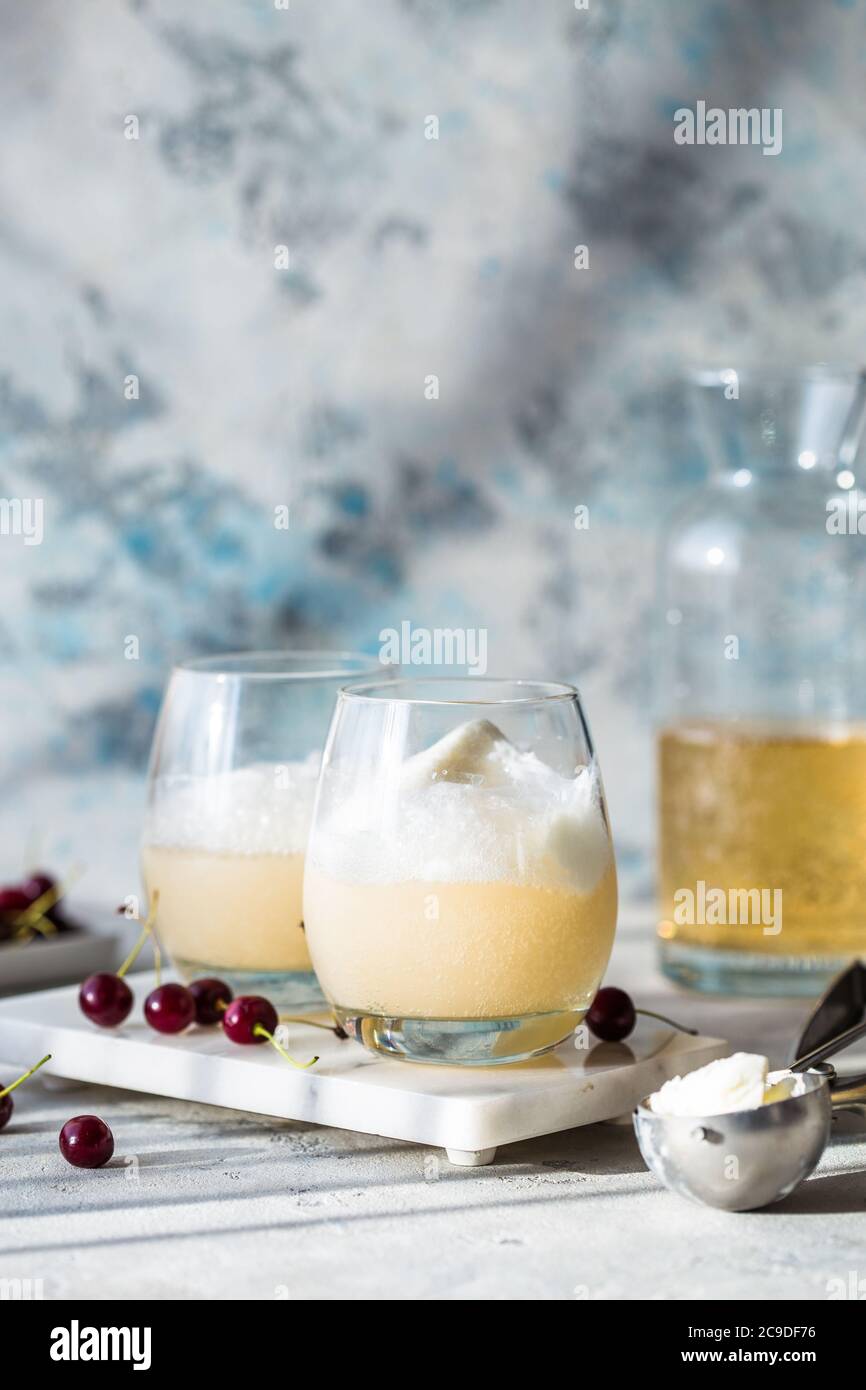Soda Creamsicle cocktail. Root beer or soda ice cream float Stock Photo ...