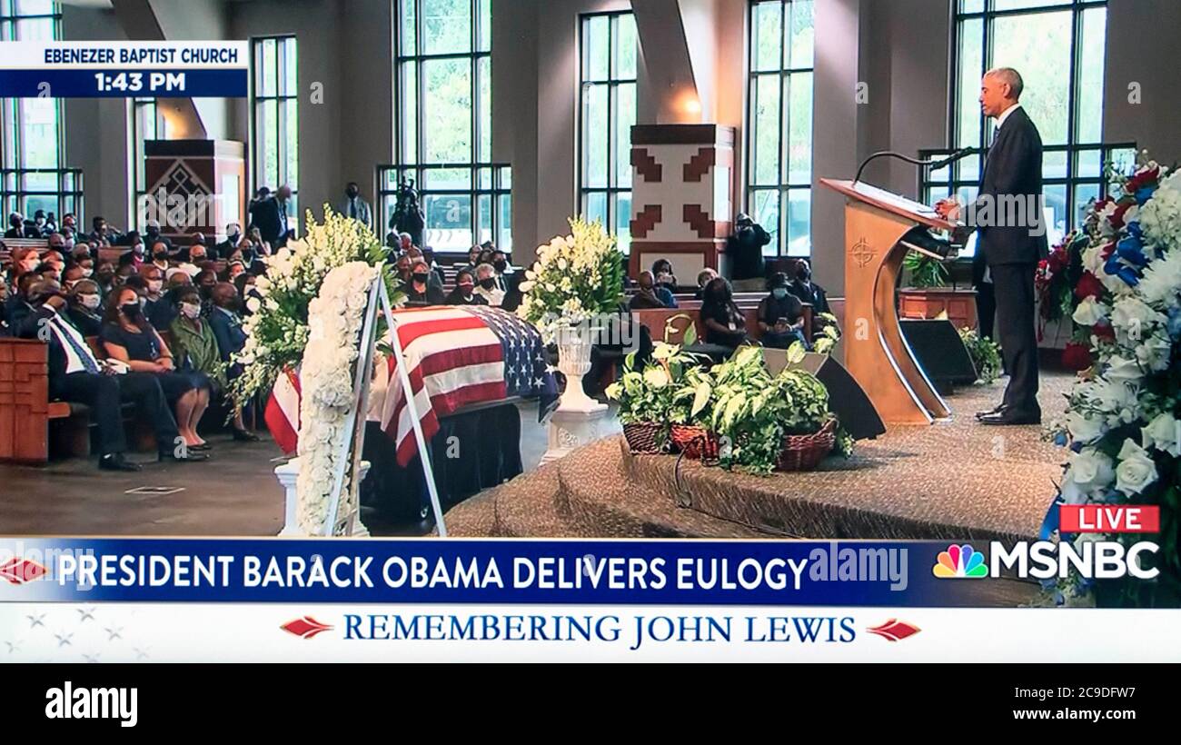 Atlanta, Georgia, USA. 30th July, 2020. A screen grab of President ...