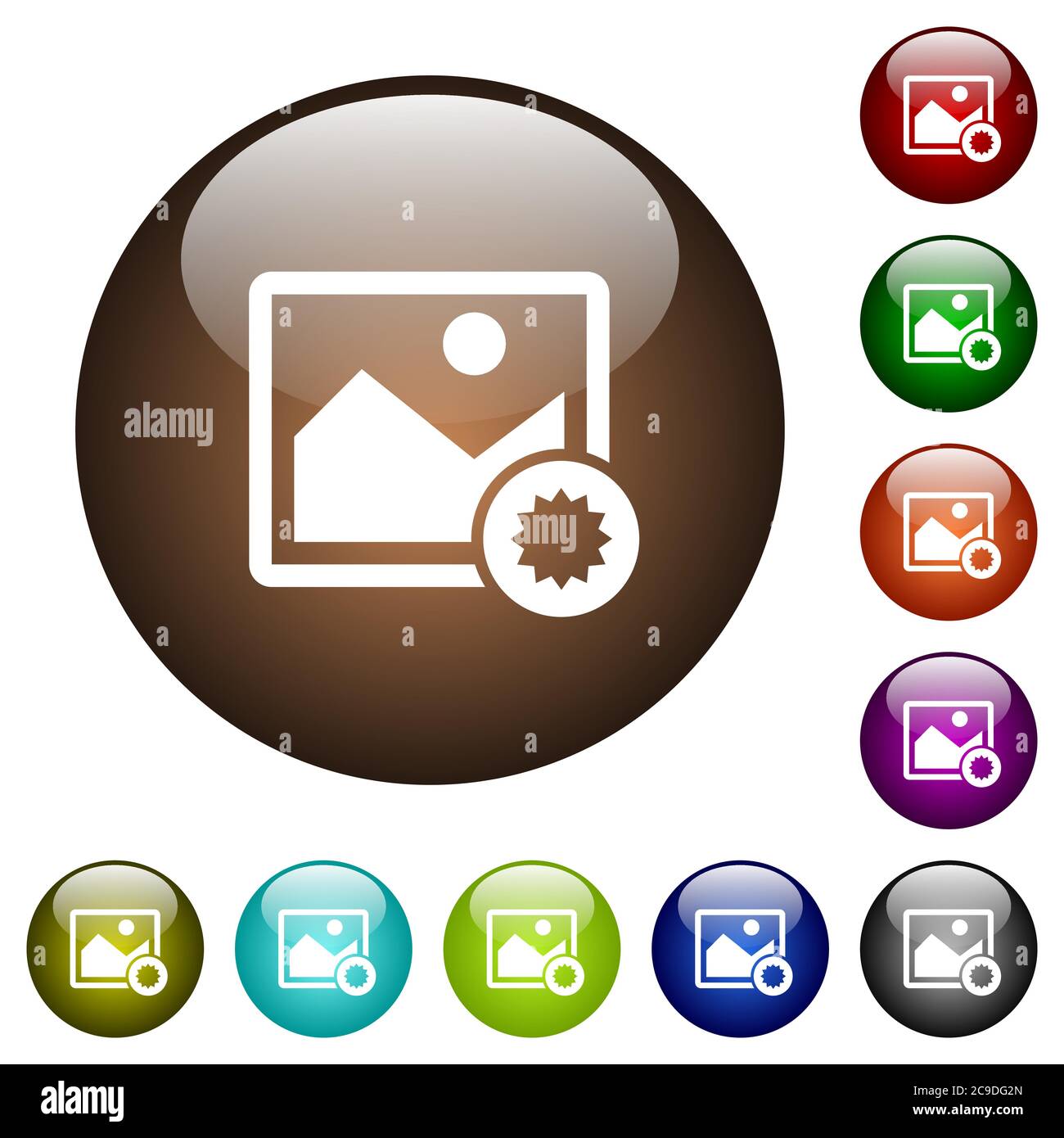 Authentic image white icons on round color glass buttons Stock Vector ...