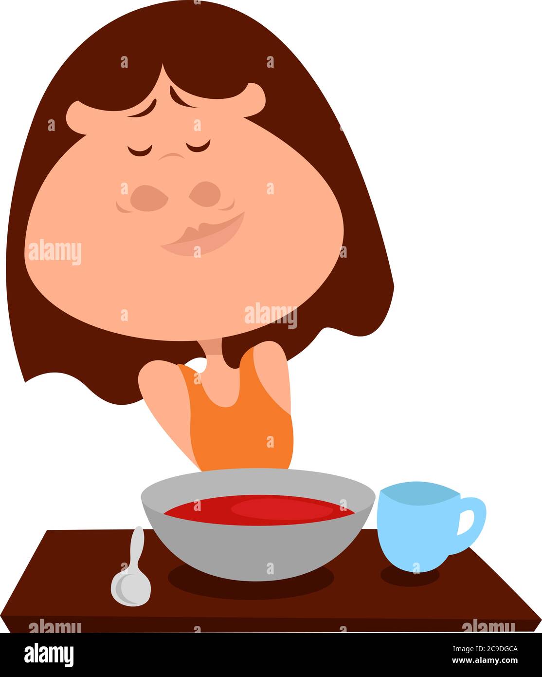 Beautiful healthy woman eating salad Stock Vector Images - Alamy