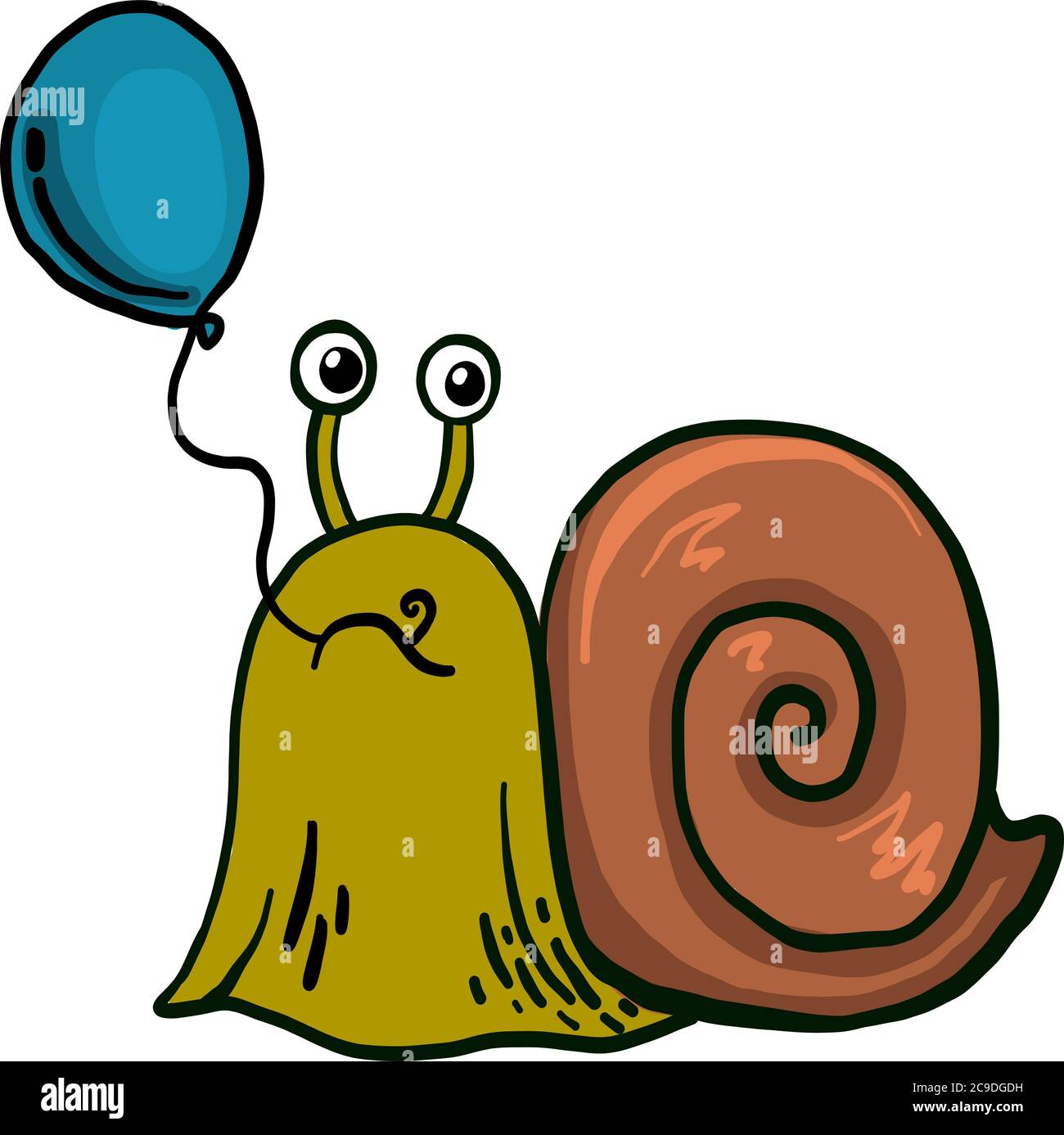 Snail with a balloon, illustration, vector on white background Stock ...