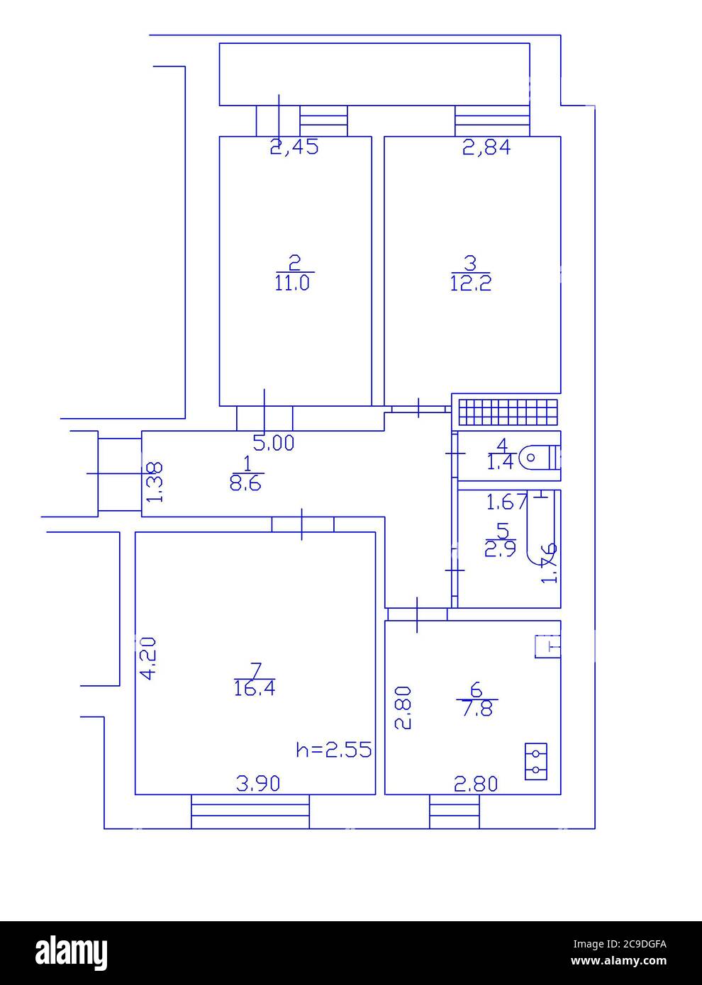 2d floor plan. Black&white floor plan. Floorplan. Illustration floor plan Stock Photo - Alamy
