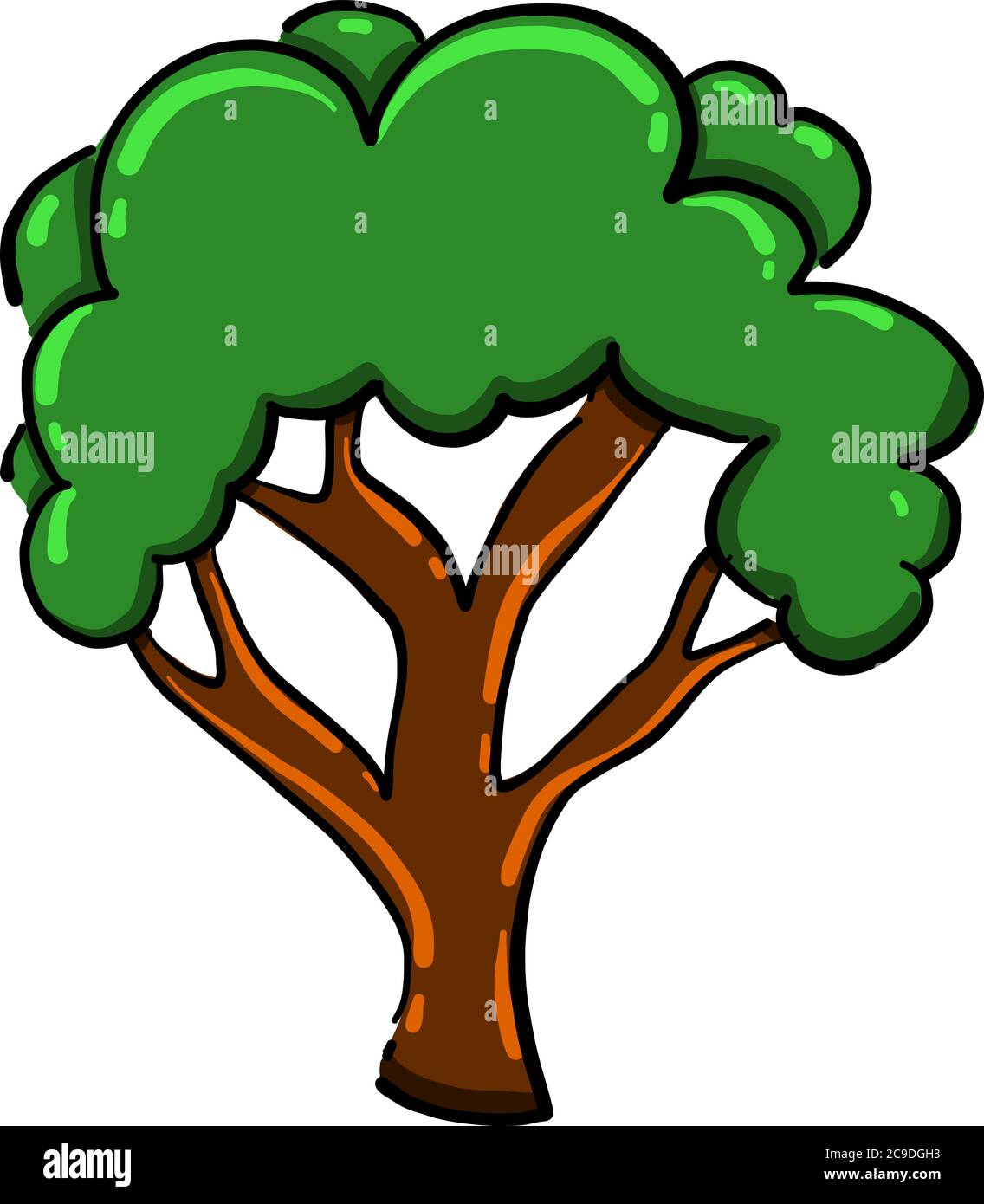 Big tree, illustration, vector on white background Stock Vector Image ...