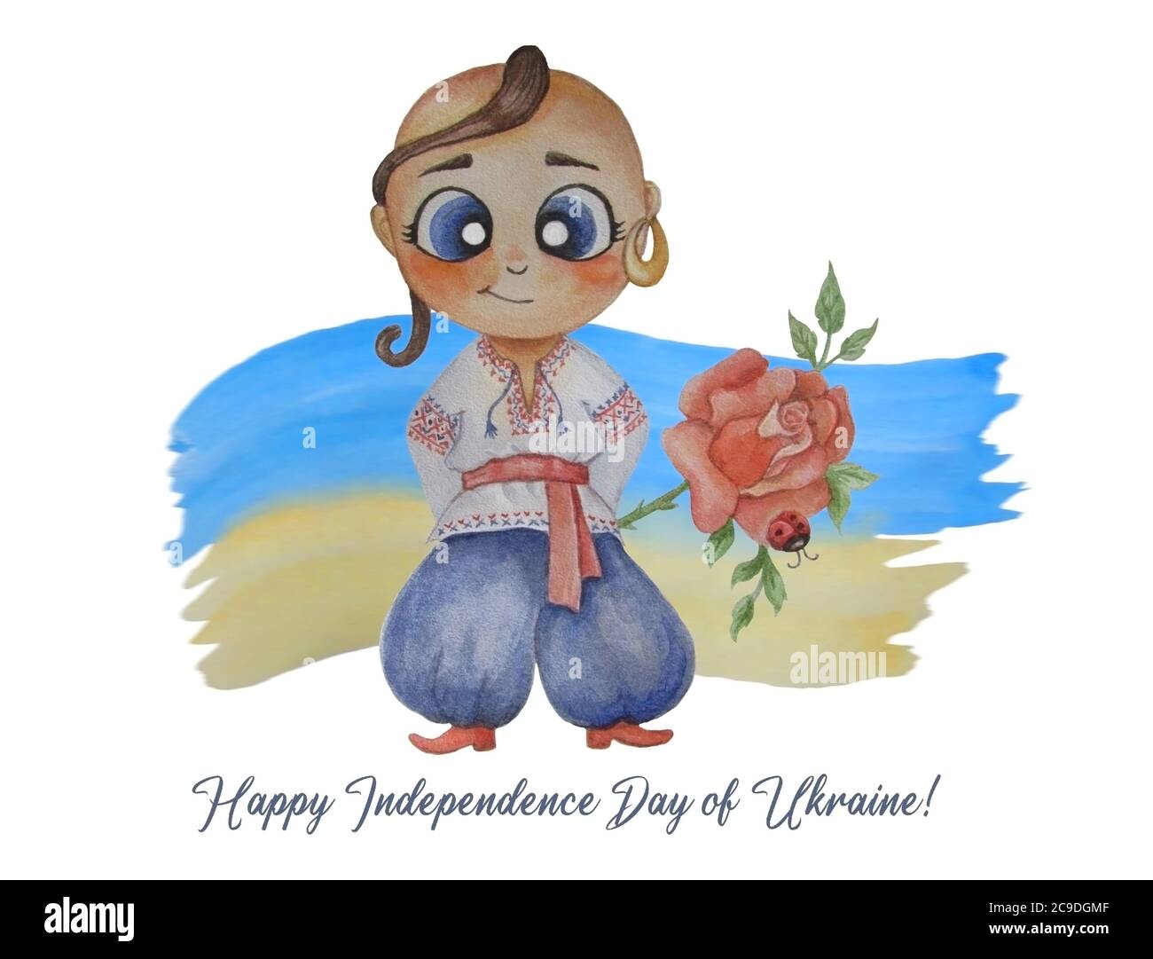 A funny Ukrainian boy is a real Cossack with an earring in his ear and ...