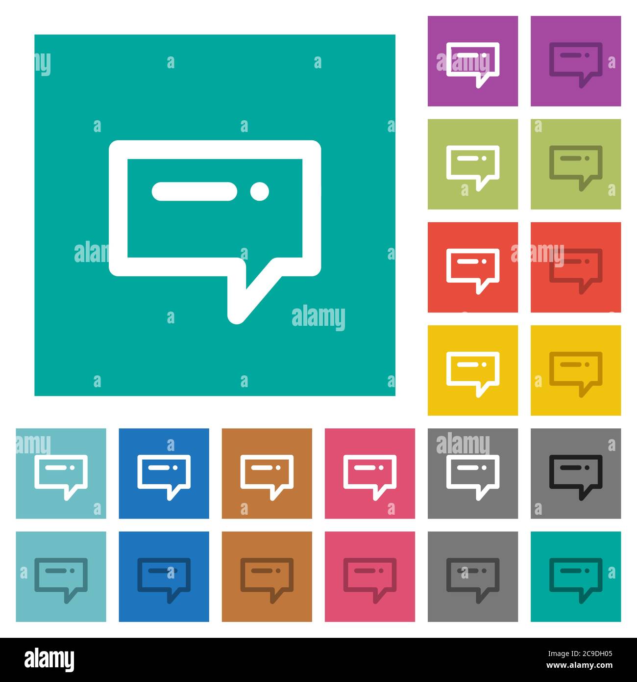 Typing message multi colored flat icons on plain square backgrounds ...