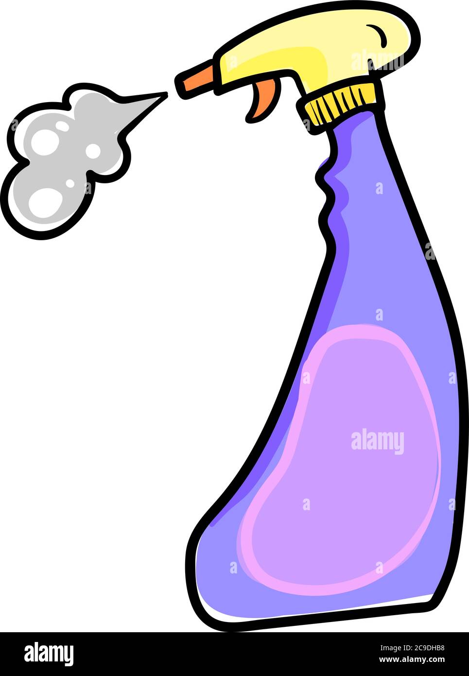 Purple cleaner spray, illustration, vector on white background Stock ...
