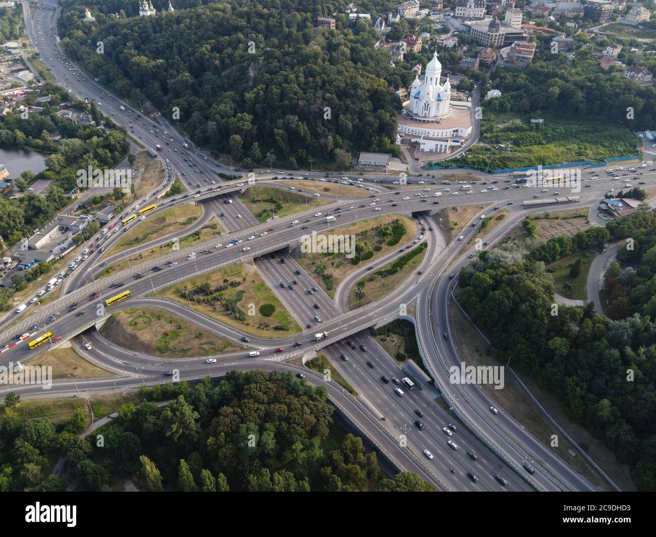Cars ride on the road. Kyiv. Ukraine. Aerial Stock Photo - Alamy
