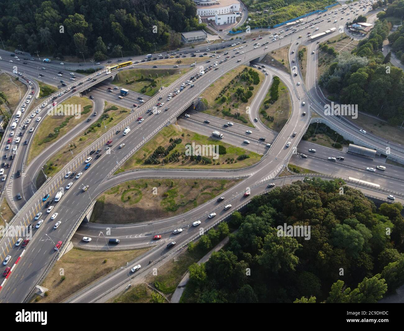 Cars ride on the road. Kyiv. Ukraine. Aerial Stock Photo - Alamy